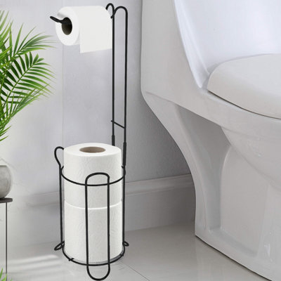 Toilet Paper Roll Holder Floor Free Standing Bathroom Tissue Loo Rolls ...