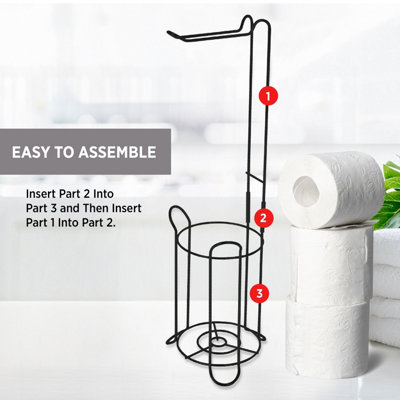 Toilet Paper Roll Holder Floor Free Standing Bathroom Tissue Loo Rolls ...