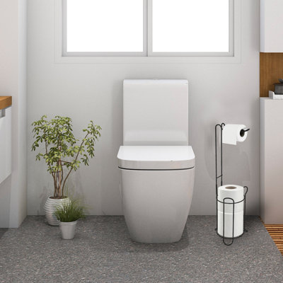 Toilet Paper Roll Holder Floor Free Standing Bathroom Tissue Loo Rolls ...