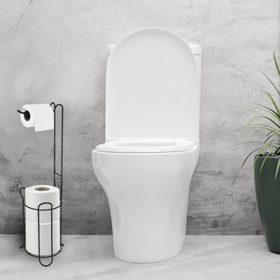 Toilet Paper Roll Holder Floor Free Standing Bathroom Tissue Loo Rolls ...