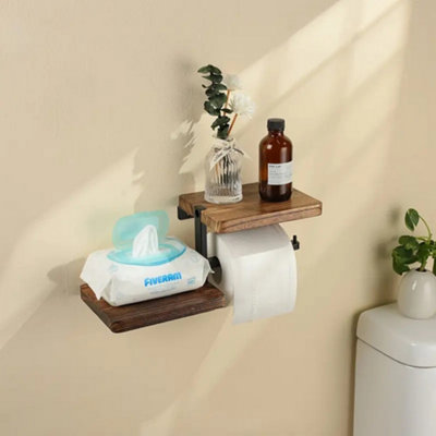 Toilet Paper Roll Holder Wall-Mounted With Mobile Phone Storage ...