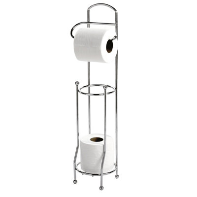 Toilet Roll Store and Holder - Freestanding Chrome Finish Metal Wire ...