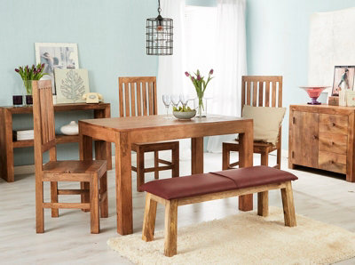 Toko Light Mango Small Dining Table - Solid Mango Wood - L80 x W120 x ...
