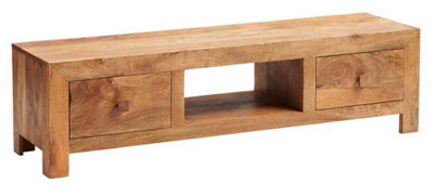 Toko Light Mango Wide Screen TV Unit - Solid Mango Wood - L40 x W145 x ...