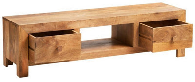 Toko Light Mango Wide Screen TV Unit - Solid Mango Wood - L40 x W145 x ...