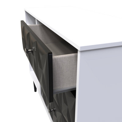 Toledo 3 Drawer TV Unit in Deep Black & White (Ready Assembled)