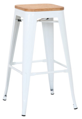 Tolix White Natural Kitchen Bar Stool | DIY at B&Q