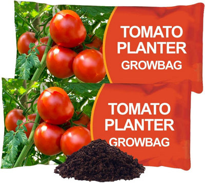 Tomato Planter Nutrient Enriched Compost Grow Bags - 2 x Deep Fill Grow ...