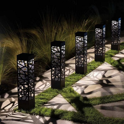 Tommy Bahama 5 Pack Square Solar Bollard Lights, Warm White LED, 20 ...