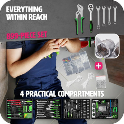 Buy Tool Box - 899-piece tool set, clear arrangement on 4 levels, with ...
