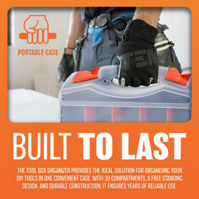 Shop Tool Box Bits 2 Sided Storage 30 Compartments Case Screws ...