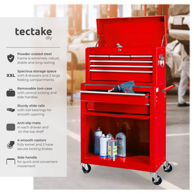 Tool Box - with wheels, 8 drawers, folding compartment, carry box ...
