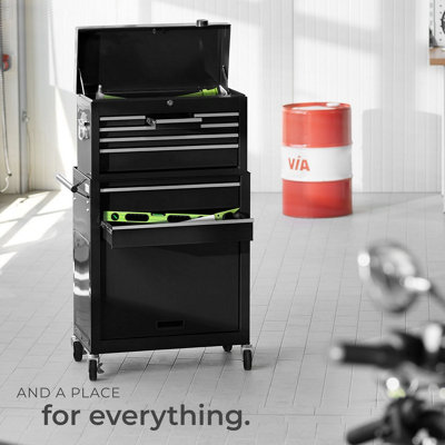 Tool Chest - 8 drawers, 4 wheels, multiple layouts, lockable - black