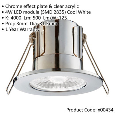 Shop Tool-less Recessed Bathroom IP65 Downlight - 4W Cool White LED ...