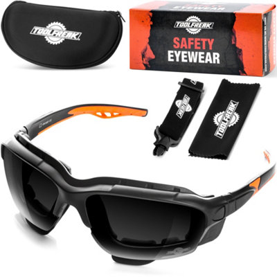ToolFreak Spoggles Safety Glasses Smoke Lens with Headstrap and Hard ...