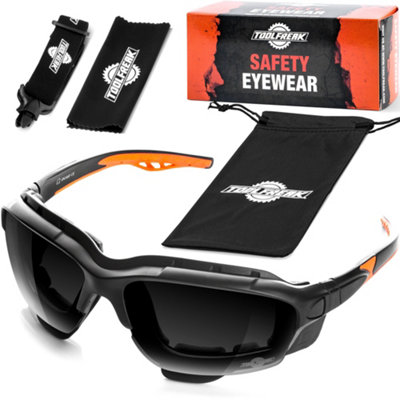 ToolFreak Spoggles Safety Glasses Smoke Lens with Headstrap and Pouch