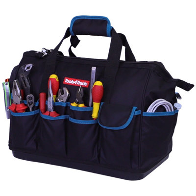 Tools4Trade 18" Tool Bag with Multi-Pockets & Hard Base - Blue | DIY at B&Q