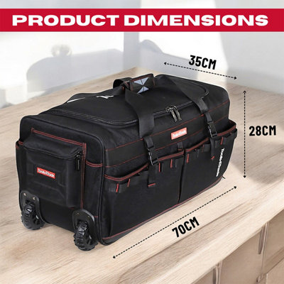 Tools4Trade Black 26 Inch Heavy Duty Tool Bag with Wheels & Telescopic ...