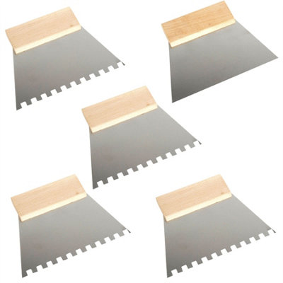 Toolty Adhesive Notched Trowel Set with Wooden Handle - 5PCS Set 250mm ...