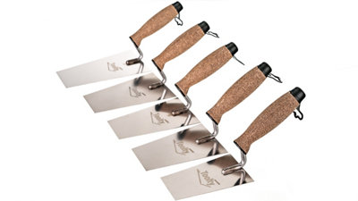 TOOLTY BUCKET TROWEL WITH WOODEN HANDLE SET 5PCS 130, 140, 150, 160 ...