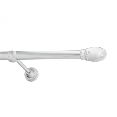 TOOLTY CHROME METAL CURTAIN POLE 19MM WITH FINIALS ROD CLASSIC BRACKETS ...