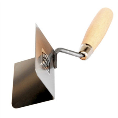 Toolty Corner Lining External Angled Trowel with Wooden Handle 80x60mm ...