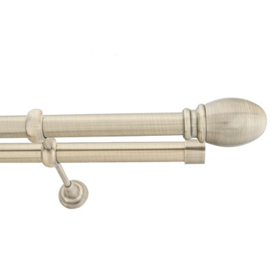 Toolty Double Metal Curtain Pole 25/25mm With Finials Rod Cassic ...