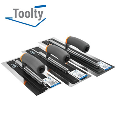 Toolty Flexible Plaster Finishing Trowel with Soft Grip Handle Set 3PCS ...