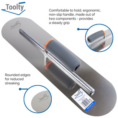 Toolty Fully Rounded Concrete Finishing Trowel with Rubber Handle on ...