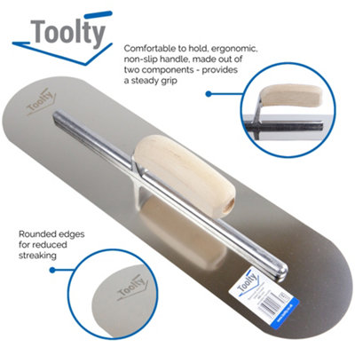 Toolty Fully Rounded Concrete Finishing Trowel with Wooden Handle on ...
