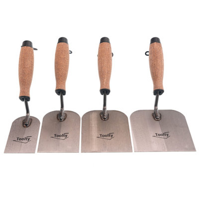 Toolty Margin Plastering Trowel with Wooden Handle Set 4PCS 60, 80, 100 ...