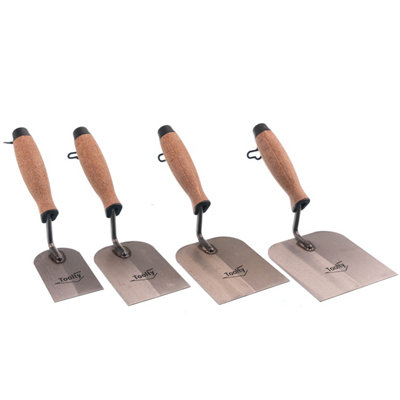 Toolty Margin Plastering Trowel with Wooden Handle Set 4PCS 60, 80, 100 ...