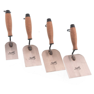 Toolty Margin Plastering Trowel with Wooden Handle Set 4PCS 60, 80, 100 ...