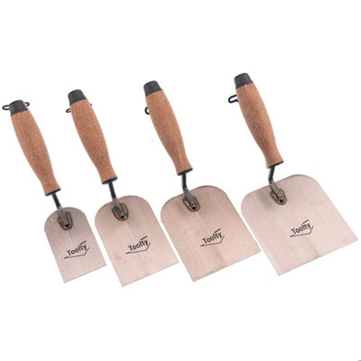 Toolty Margin Plastering Trowel with Wooden Handle Set 4PCS 60, 80, 100 ...
