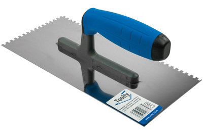 Toolty Notched Trowel with Rubber Handle on Polyamide Foot 270mm 4x4mm ...