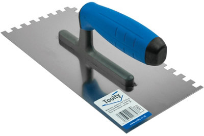 Toolty Notched Trowel with Rubber Handle on Polyamide Foot 270mm 8x8mm ...