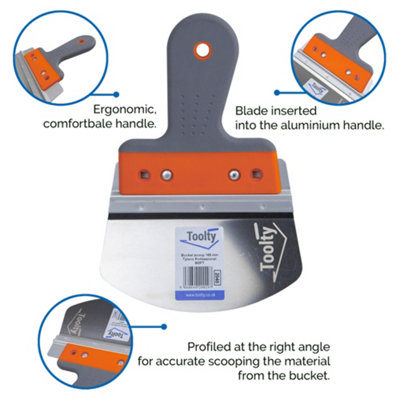 Toolty Profiled Bucket Scoop Trowel with Soft Grip Handle 200mm ...