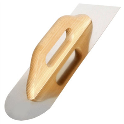 Toolty Round End Trowel with Wooden Handle 480mm Stainless Steel for ...