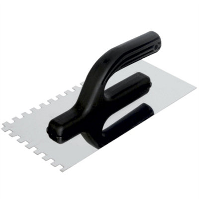 Toolty Square Notched Adhesive Trowel with Plastic Handle 270mm 12x12mm ...