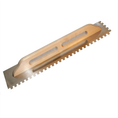 Toolty Stainless Steel Adhesive Notched Trowel with Wooden Handle 680mm ...