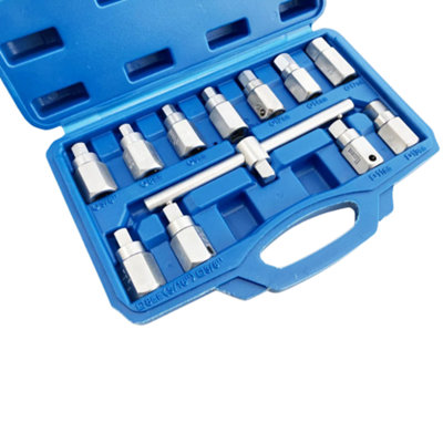 Toolzone 12 Piece Drain Plug Key Set Universal Car Oil Sump Tools