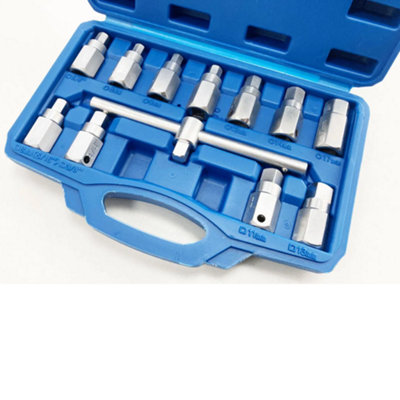 Toolzone 12 Piece Drain Plug Key Set Universal Car Oil Sump Tools