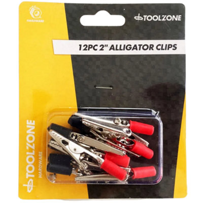 Toolzone 12PC 2" Insulated Alligator Clips Electrical & DIY Connections