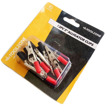 Toolzone 12PC 2" Insulated Alligator Clips Electrical & DIY Connections