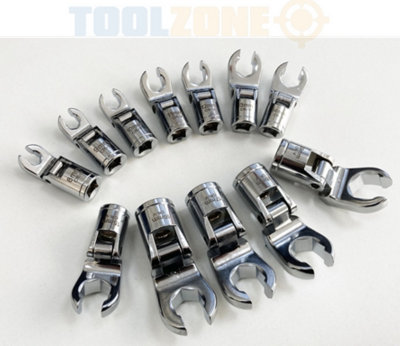 TOOLZONE 12PC 3/8" FLEX CROWFOOT S/SET 8-19MM