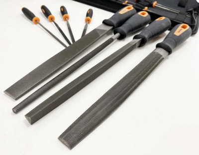 Toolzone 16pc file set with carry case Flat round Square Soft Grip ...