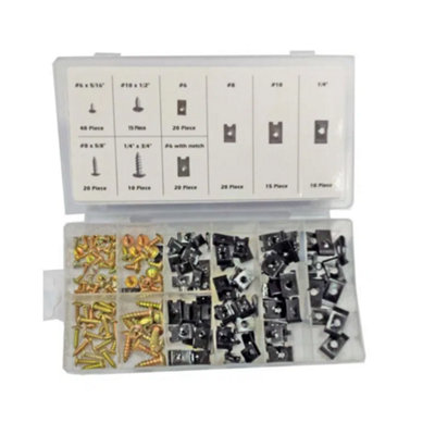 TOOLZONE 170PC U Clips and Screws Set Car Trim Fastener Kit