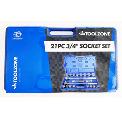 TOOLZONE 21 PIECE 3/4" SOCKET SET IN BMC | DIY at B&Q
