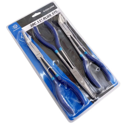 Toolzone 3PC 11" Long Nose Pliers Set - Professional Grade Hand Tool