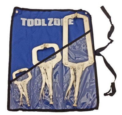 TOOLZONE 3PC C CLAMP SET 6,11 & 18" SWIVEL PAD | DIY at B&Q